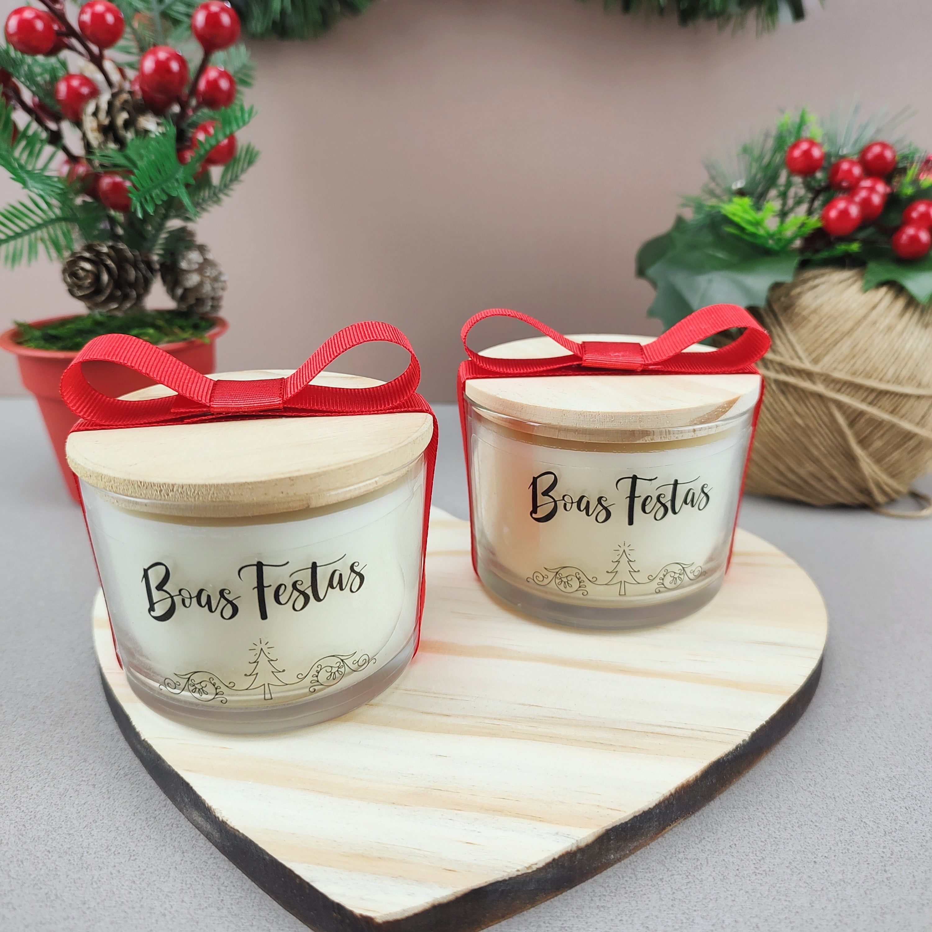 Lembrancinha Brinde de Natal Vela Aromática Perfumada Personalizada